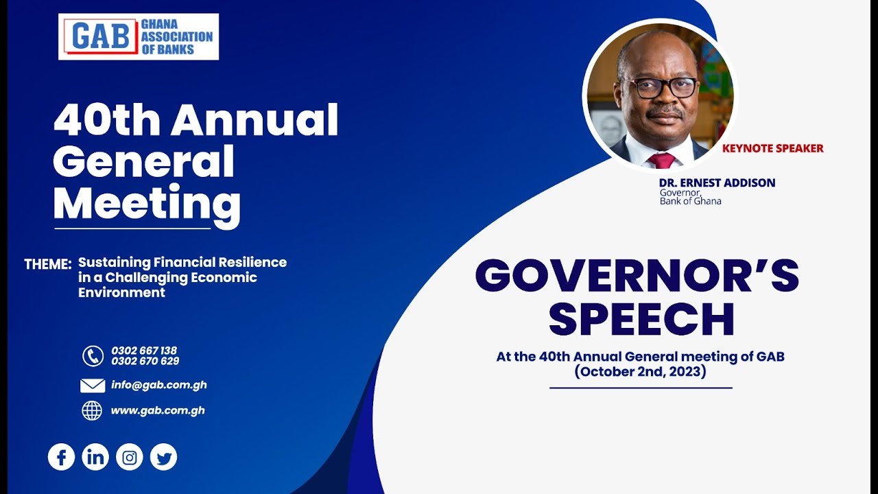 40th Annual General Meeting( Governor's Speech October 2nd 2023) - YouTube