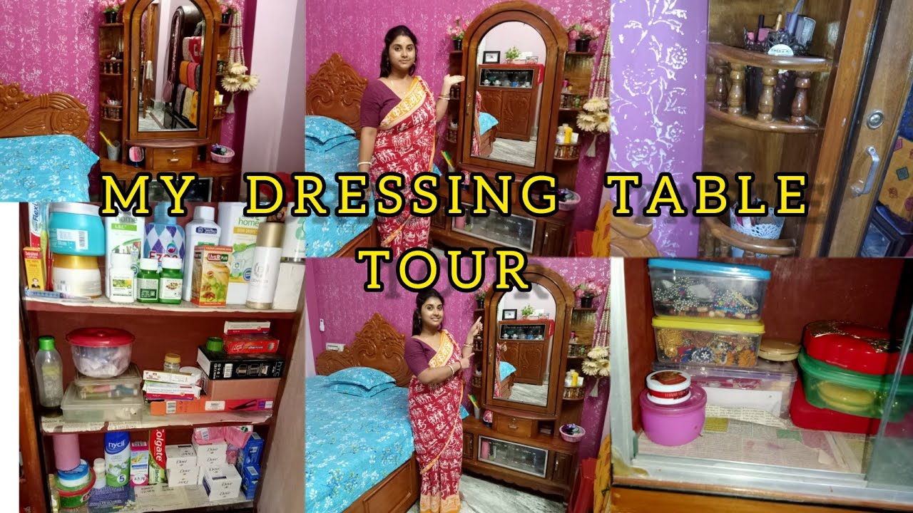 MY DRESSING TABLE TOUR||Dressing table organization||Dressing table ...
