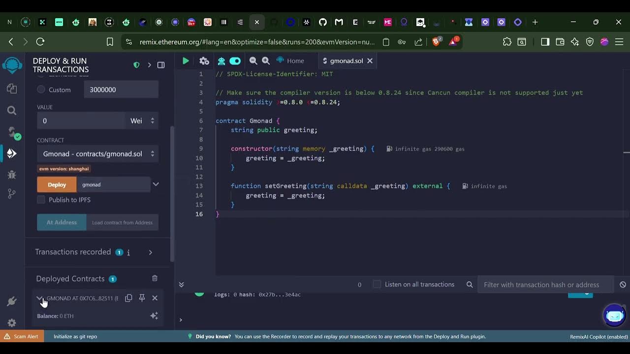 How To Deploy A smart Contract On Monad Via Remix Ethereum IDE - YouTube