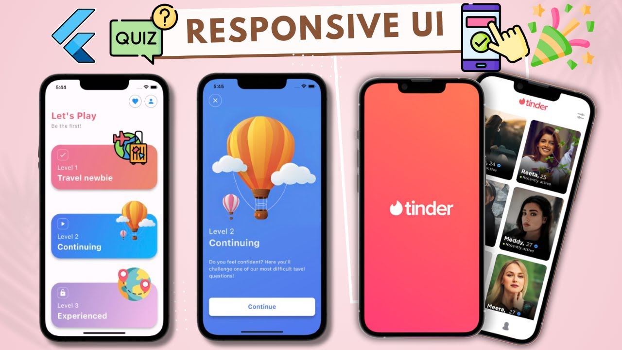 🔥📱 Create Responsive UI for - Quiz, Tinder, Instagram App | Flutter ...