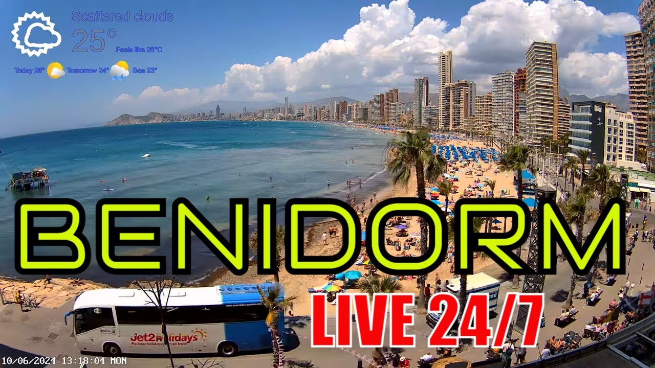 Benidorm Live Beach Cam 🇪🇸 Streamed 10th June 2024 (1) - YouTube
