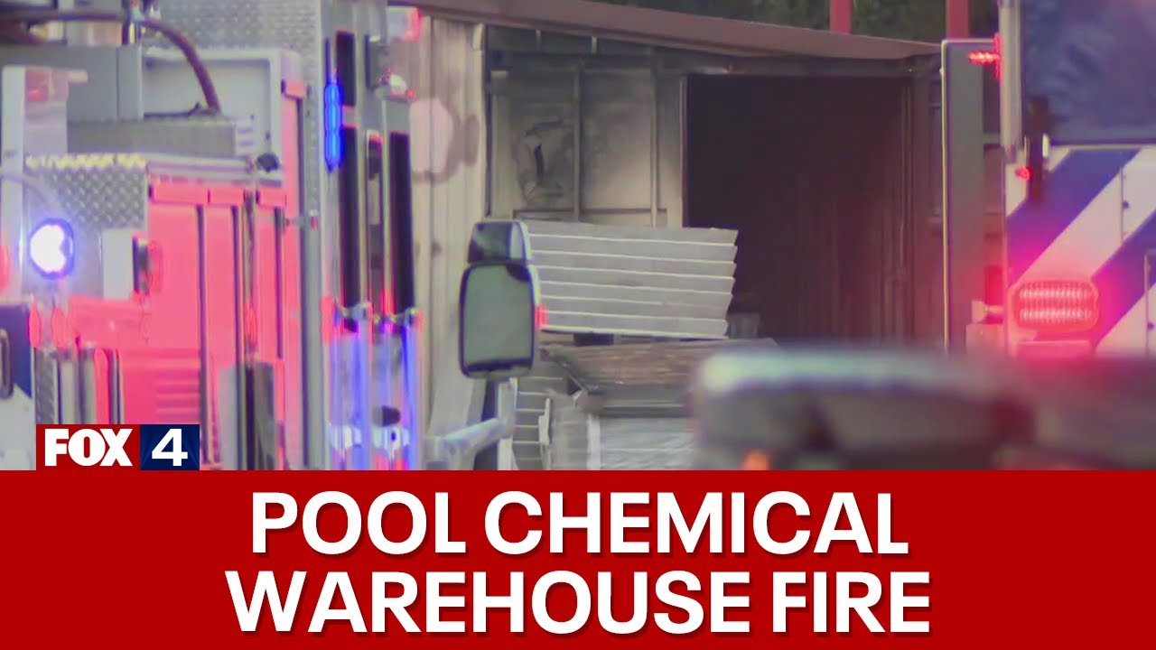 Fire at pool chemical warehouse causes concern - YouTube