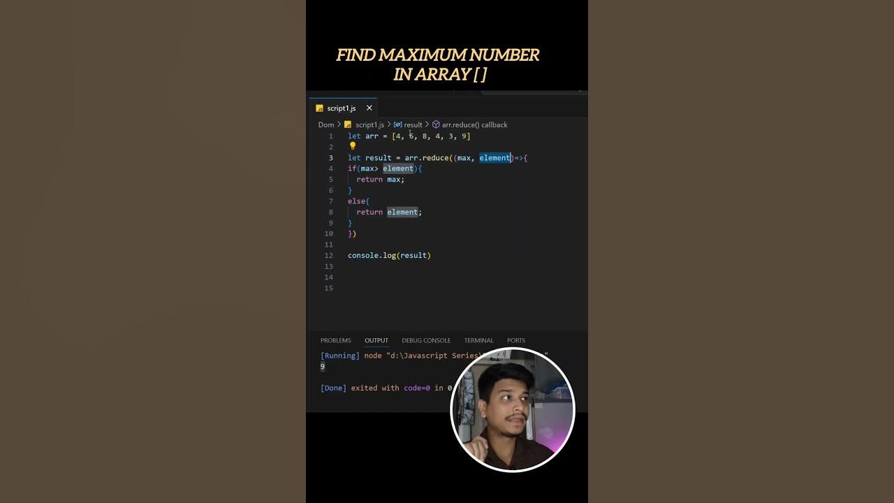 Find Maximum Number in Array using Reduce #codeshuru #javascript #programming - YouTube