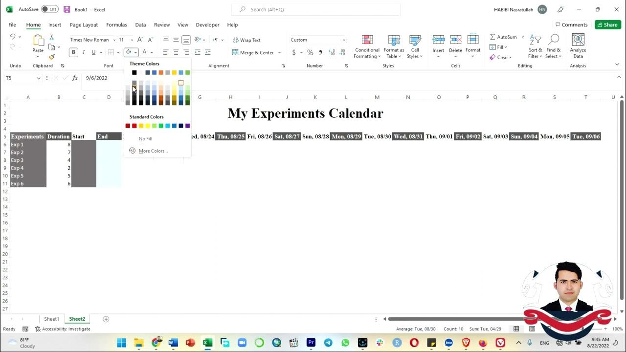 طرز ساختن تقسیم اوقات کاری How To Make Working Calendar Youtube