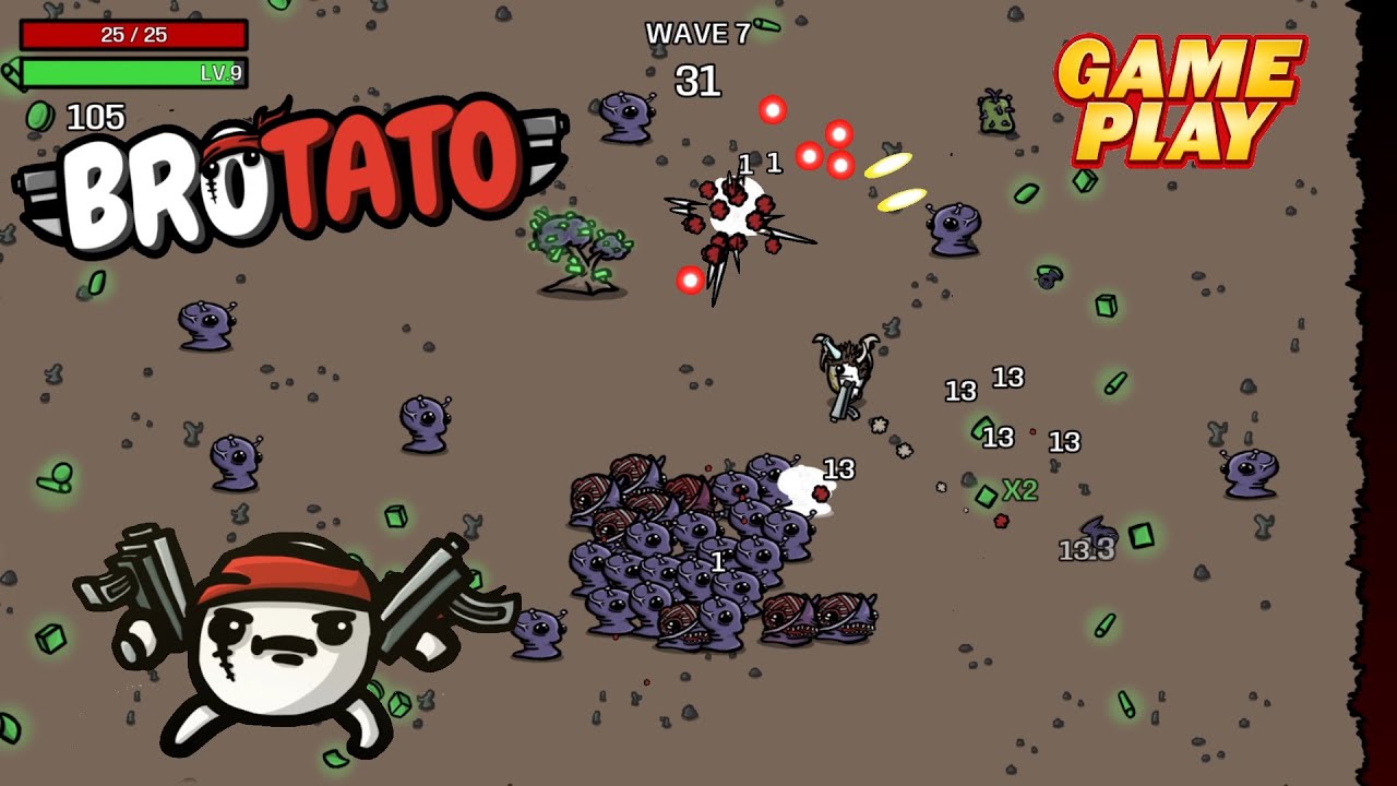 Brotato ★ Gameplay ★ PC Steam [ Free Demo ] top-down arena shooter ...