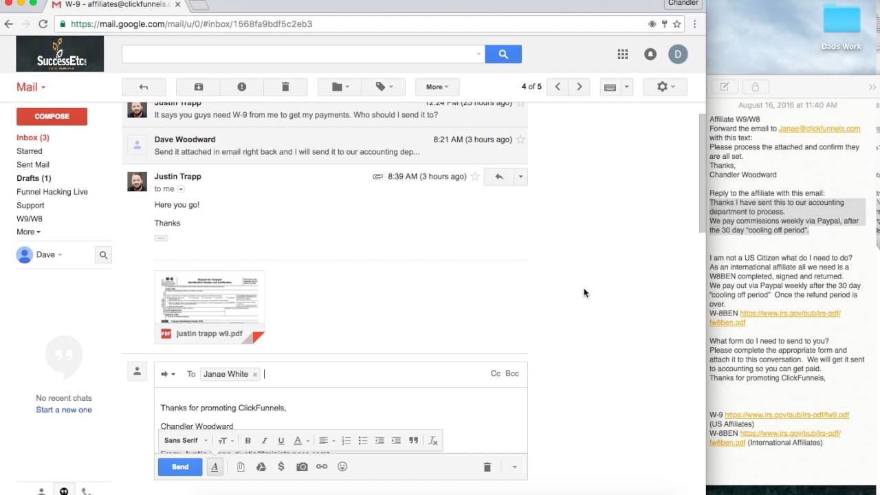 How to Email the w8/w9 affiliates - YouTube