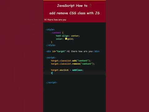 JavaScript How to add remove CSS class with JS - YouTube