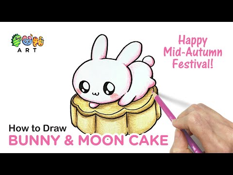 How To Draw MID-AUTUMN FESTIVAL | BUNNY | MOONCAKE | VERY EASY~!