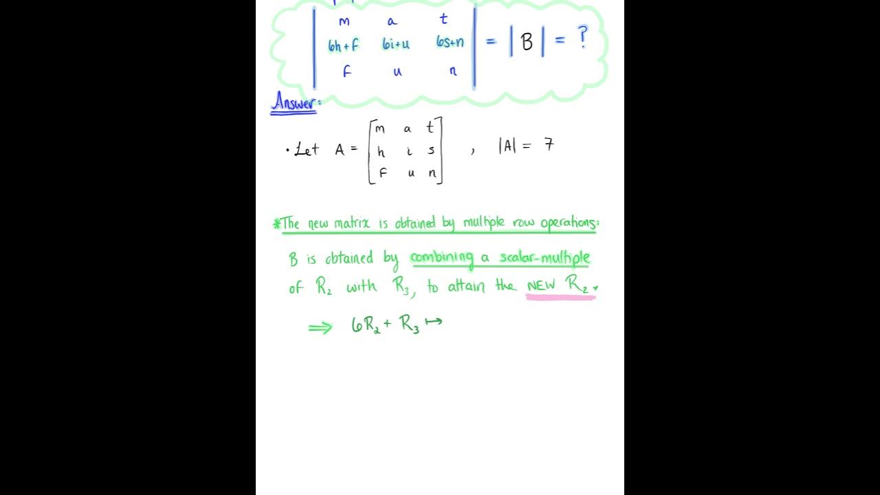 Row Operations and the Determinant (Example 2) - YouTube