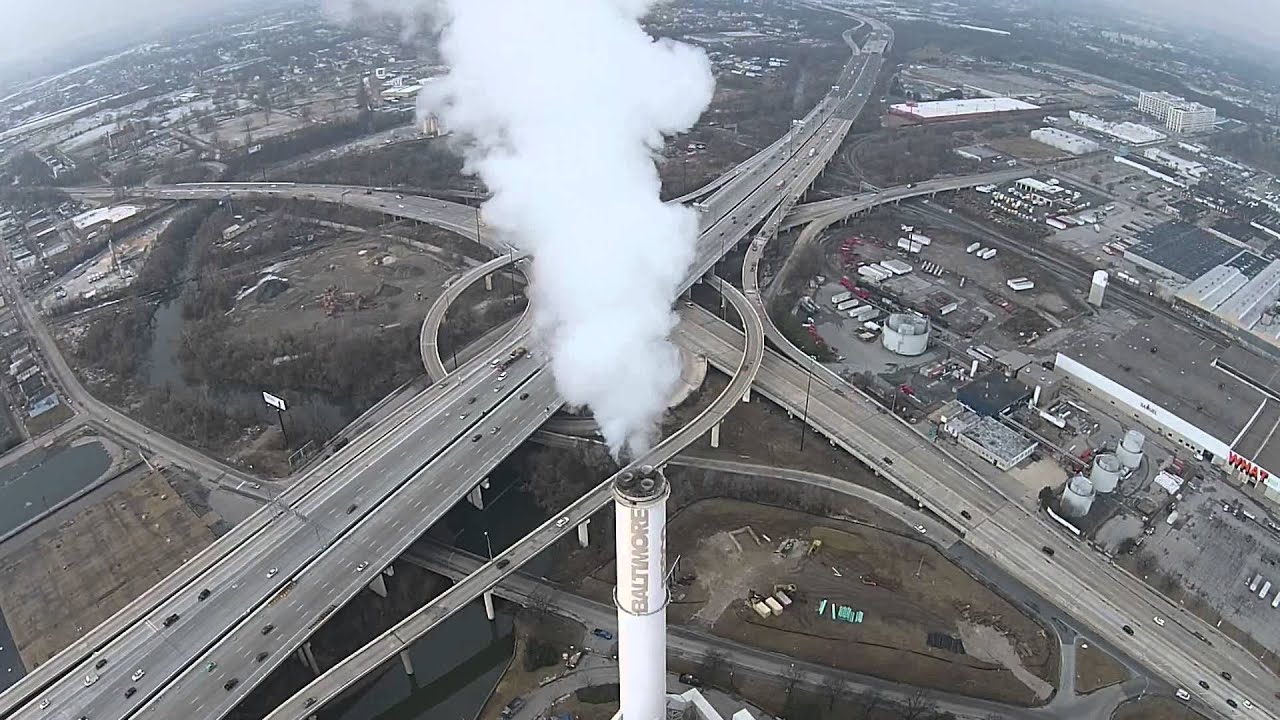 Baltimore smoke stack wheelabrator incinerator dji - YouTube