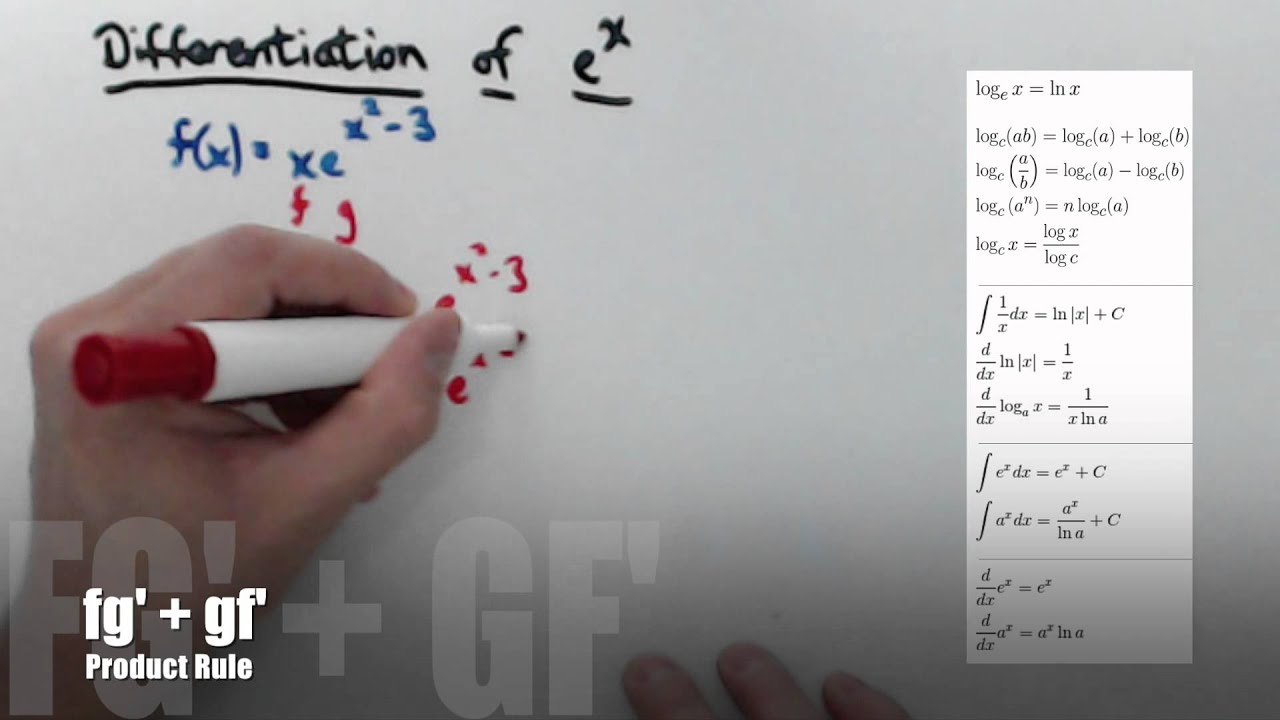 Differentiation of e^x (example problem) - YouTube