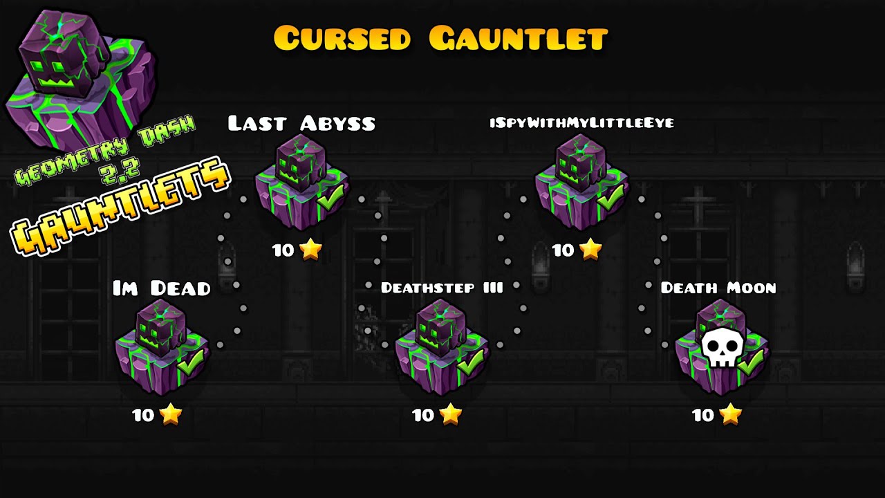 Cursed Gauntlet - All Levels (All Coins + Rewards) | Geometry Dash 2.2 ...
