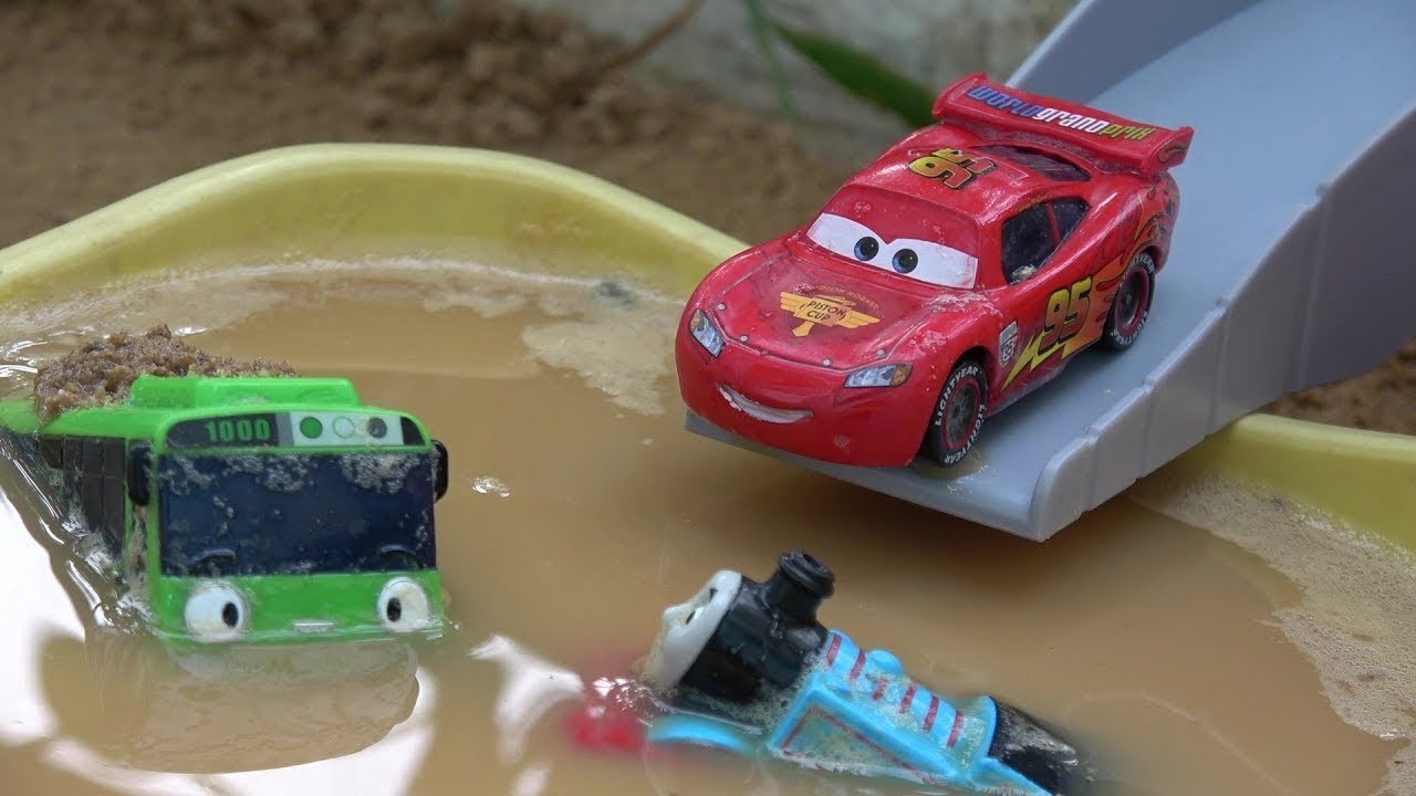Cars video for children. Tayo bus & Disney cars 3 underwater. Toys for ...