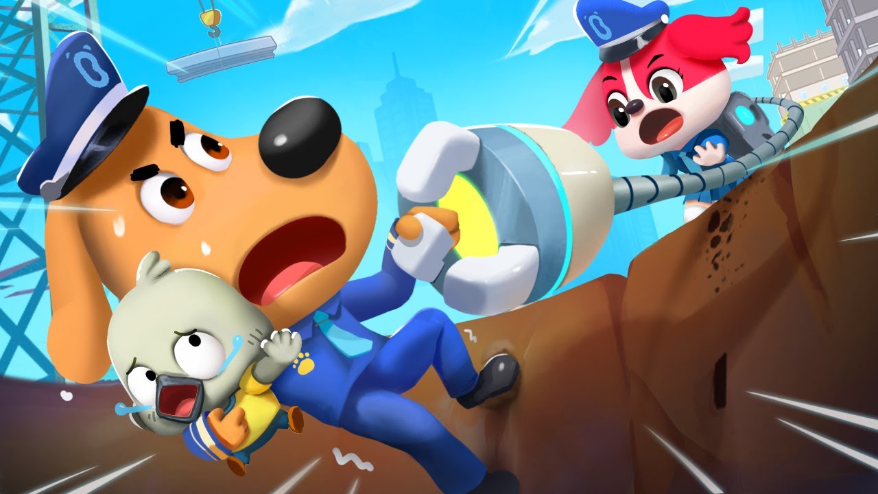 Never Play On Construction Sites Safety Cartoon Sheriff Labrador