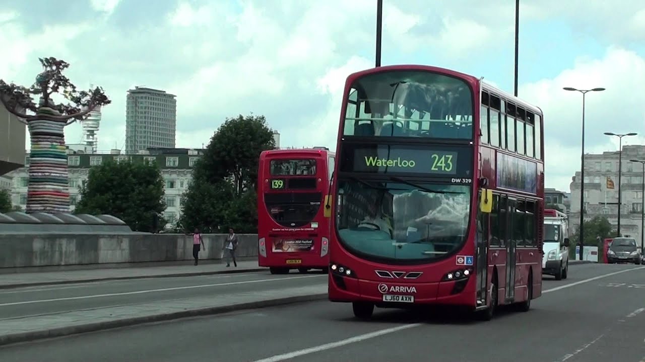 (HD) Arriva London Gemini 2 on Route 243 crossing Waterloo Bridge ...