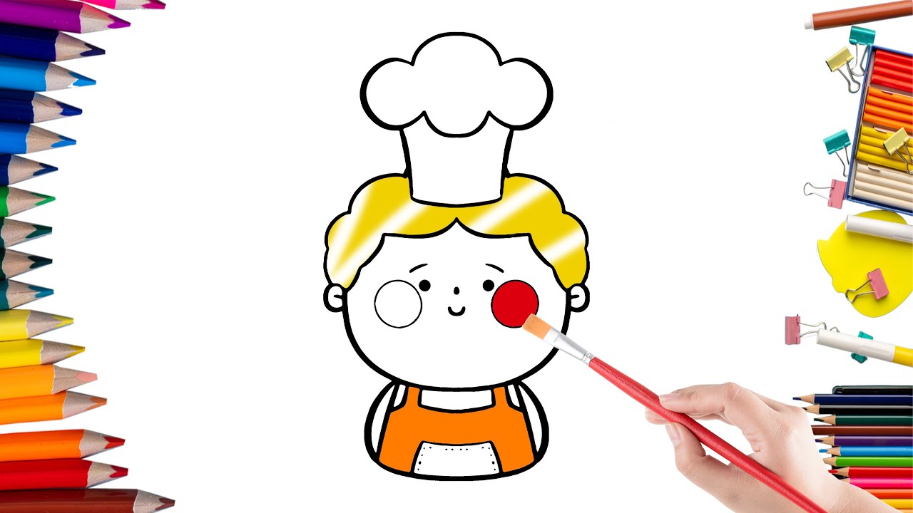 A Chef drawing Easy for Kids | Рисуем повара для детей | How to draw a ...