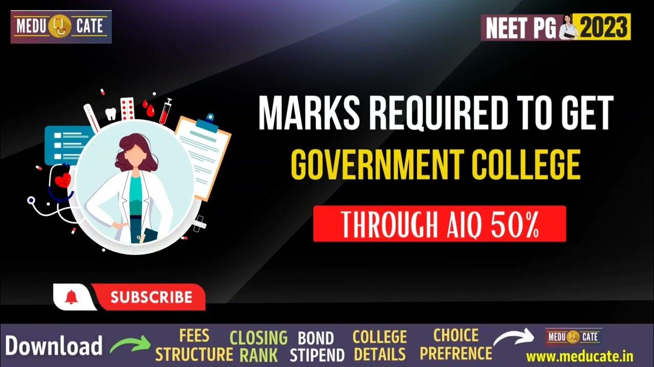 NEET PG 2023 💥 Expected Cutoff for Government Medical College Marks Wise through AIQ 50% ...