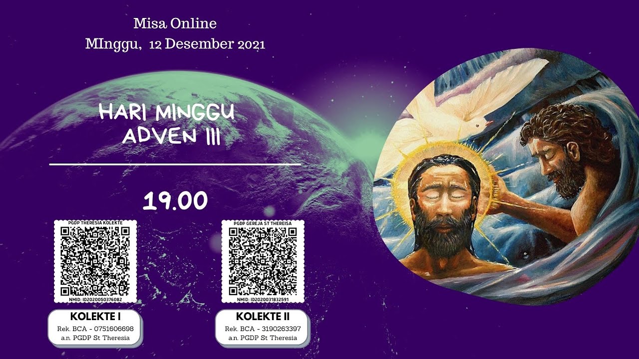 Misa Online Minggu Adven Ke 3 - 19.00 – Minggu, 12 Desember 2021 - YouTube