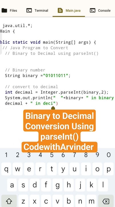 Binary To Decimal Conversion Using Parseint Java Youtube