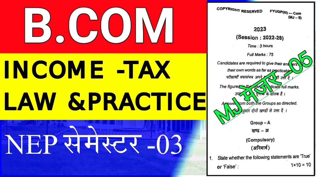 #income tax law and practice b.com 3rd semester question paper #b.com ...