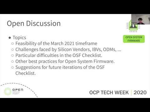 OCP 2020 Tech Week: How to Deliver Open System Firmware (Part 2) - YouTube
