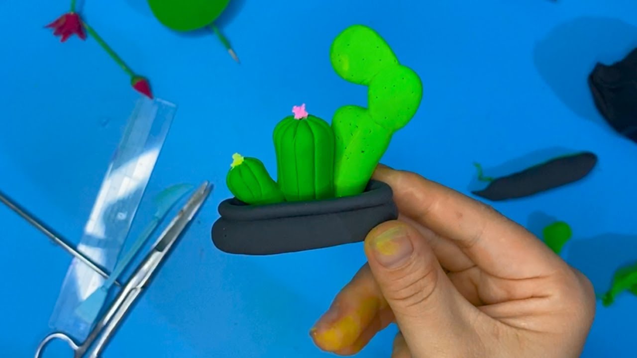 DIY How to make miniature Cactus with Clay 🌵 DIY miniature Succulents 🌵 ...