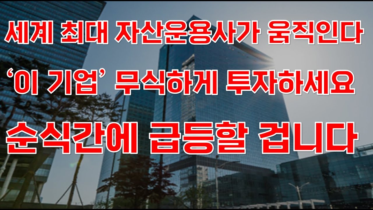 상한가 세계 최대 자산운용사가 움직인다 이 기업 무식하게 투자하세요 순식간에 급등할 겁니다 주식전망 2024년주식전망