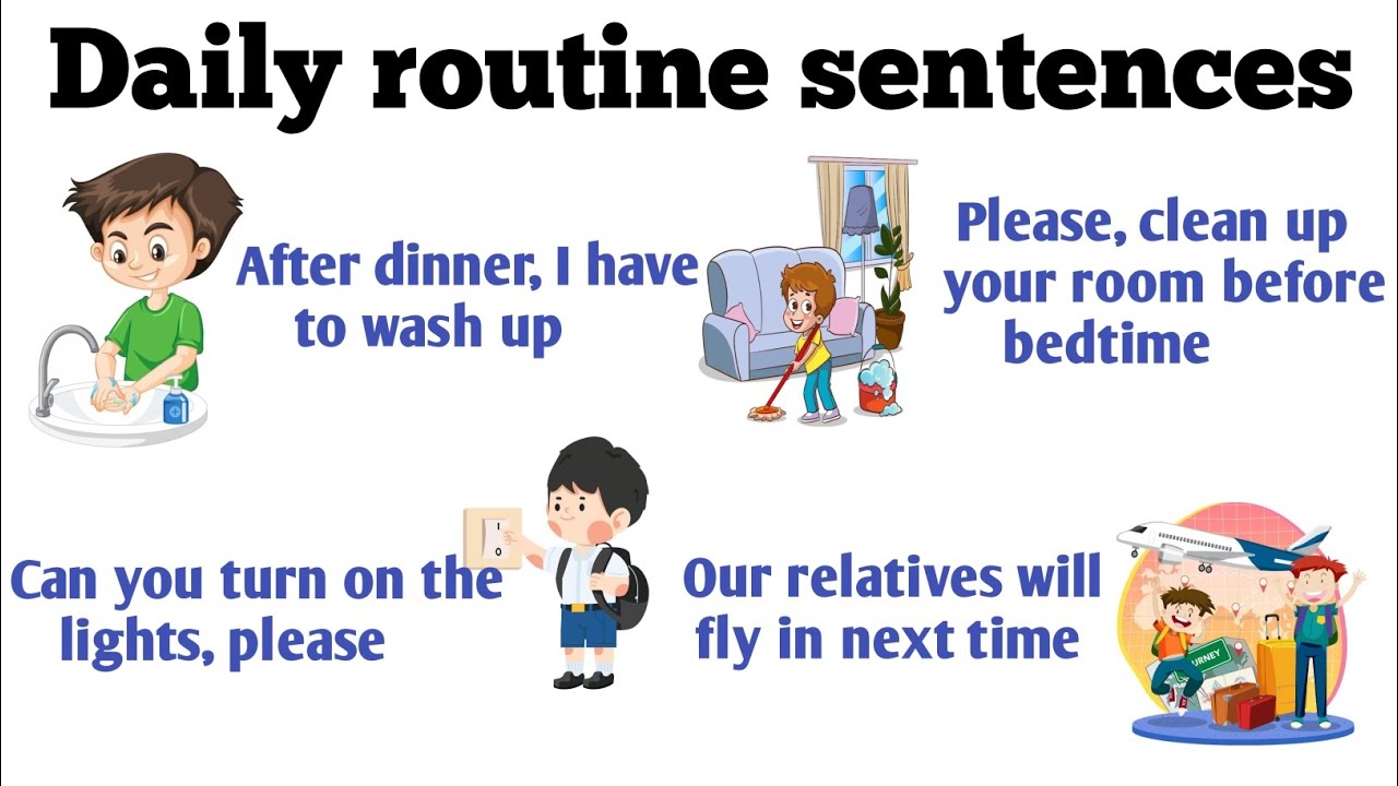 Daily routine sentences / daily useful sentence / English speaking ...