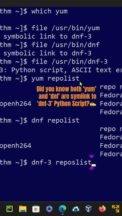 Did you know both ‘yum’ and ‘dnf’ are symlink to‘dnf-3’ Python Script? ️ - YouTube