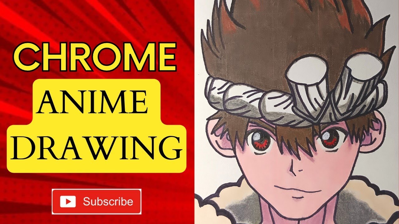 DRAWING CHROME | GRID METHOD | #drstone #anime #coloredpencils - YouTube