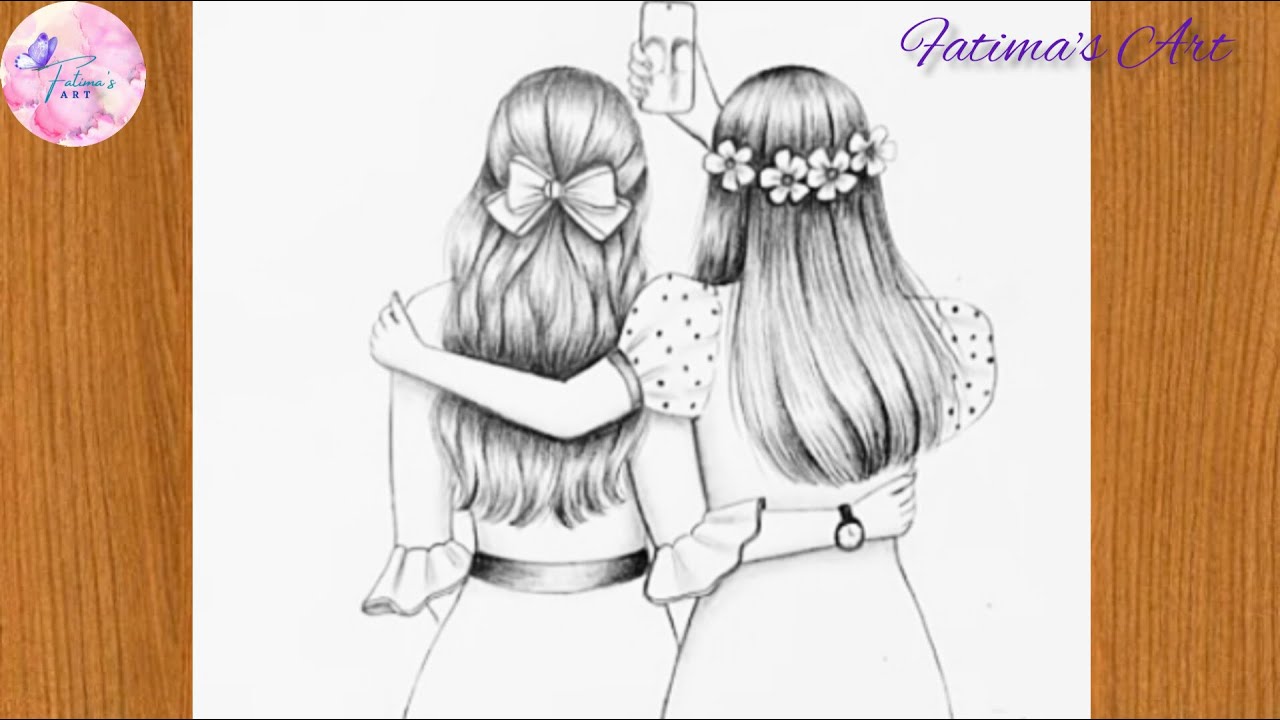 Best Friends Drawing | Best Friends Drawing Step by Step || Pencil ...