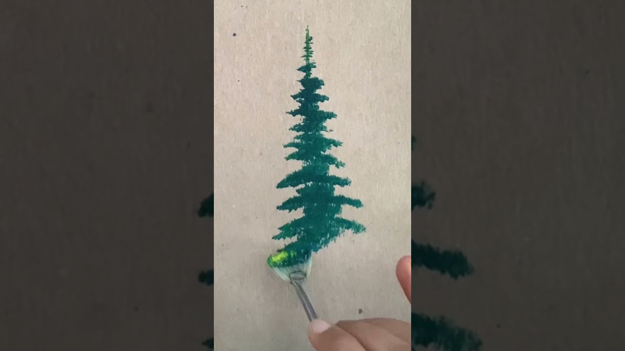 Techniques for using a fan brush, flat brush Bob Ross Evergreen trees l ...