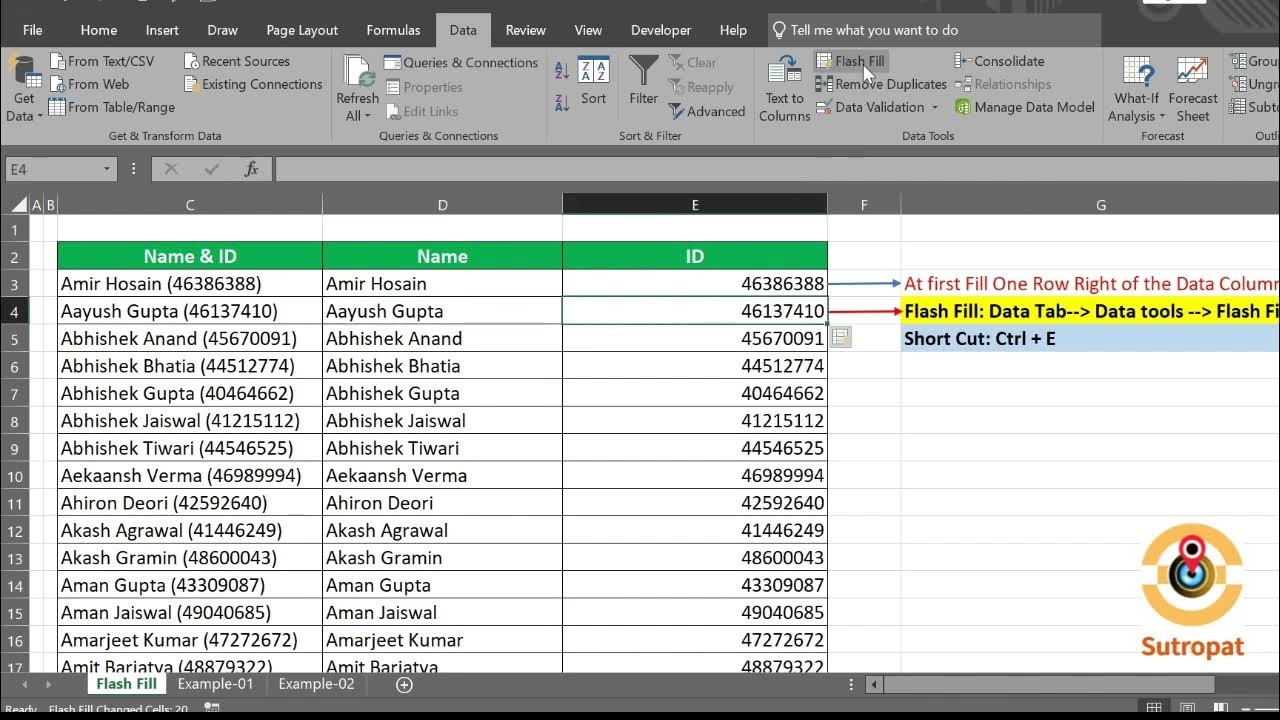 MS Excel: Flash Fill - YouTube