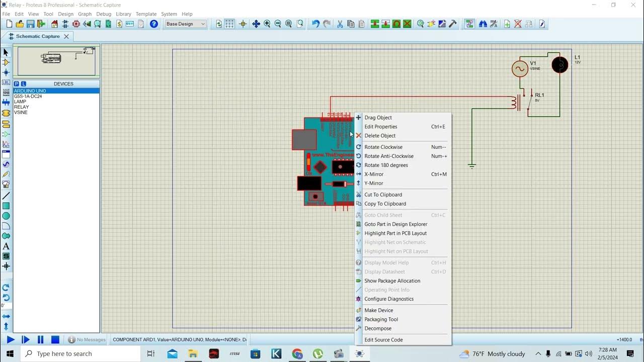 Working with Arduino based Relay control to a AC light bulb using Proteus Simulation - YouTube