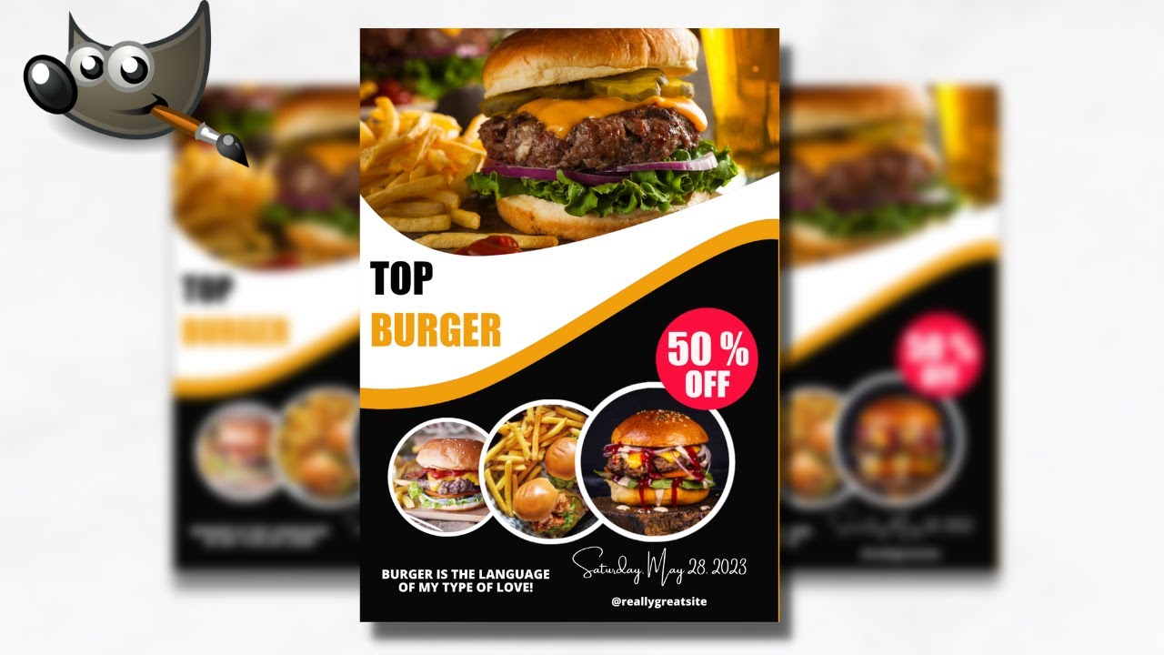 How to Make Burger Poster Gimp - YouTube