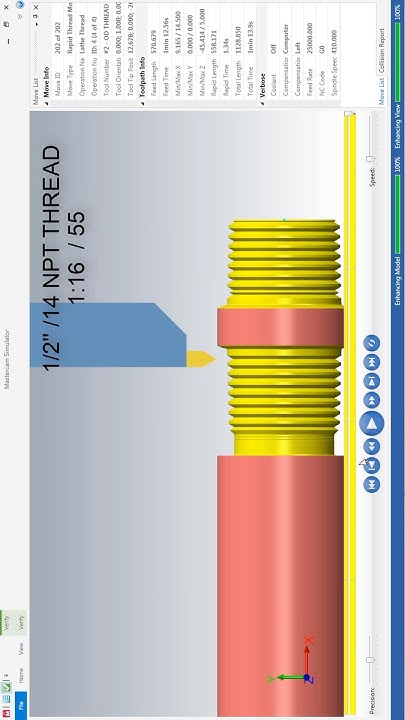 Mastercam OD Whitworth thread NPT 14 / 1:16 / 55 #cnc #cadcam #manufacturing #machine - YouTube