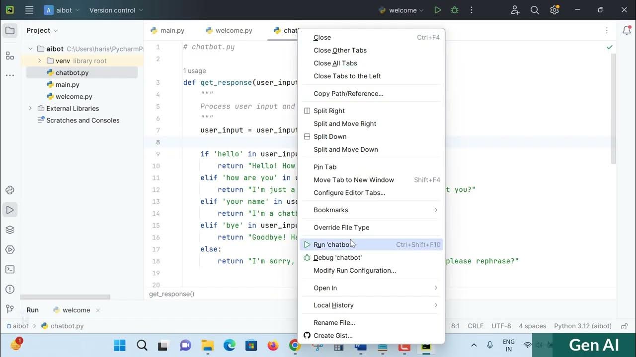 9c Creating python chatbot using Gen AI prompt - YouTube