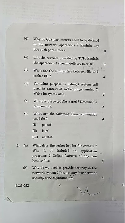 BCS-052 (JUNE, 2022 ) QUESTION PAPER NETWORK PROGRAMMING AND ...