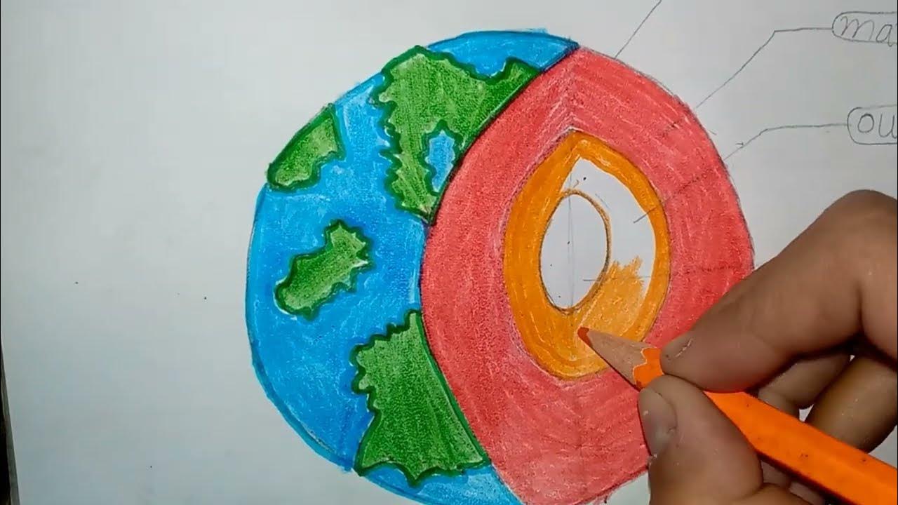How to draw Earth Layers Diagram | How to Draw Earth Layer | Science ...