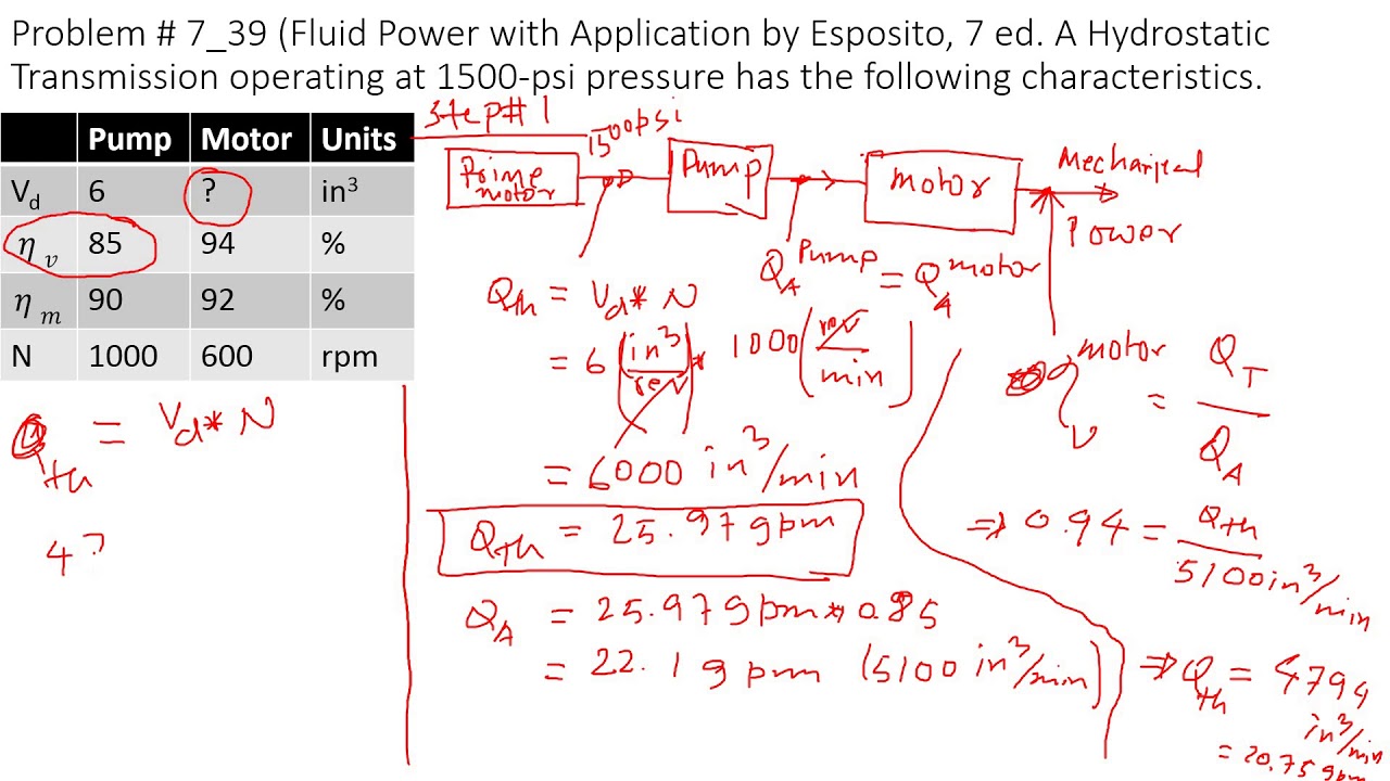 Fluid Power Pump Motor System Problem Solution Example - YouTube