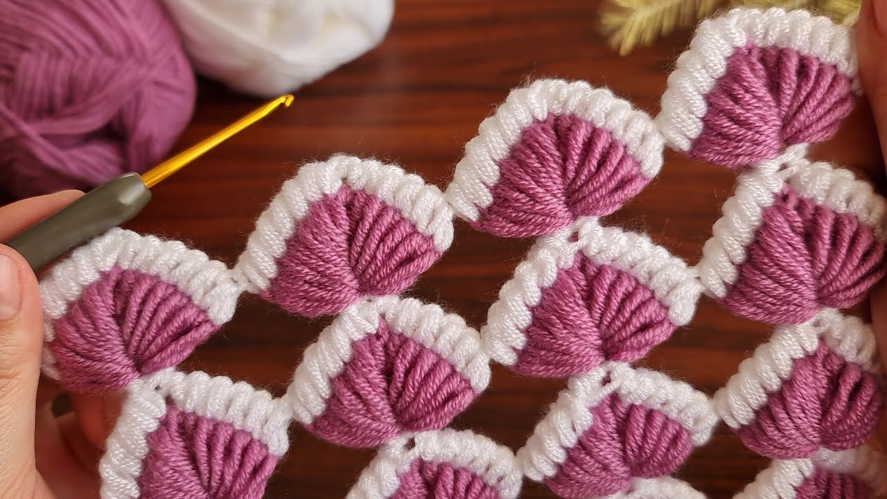 wow! 😲 Gorgeous!. Super Easy 3D Crochet Tunisian Baby Blanket Pattern - Tığ İşi Muhteşem Örgü ...