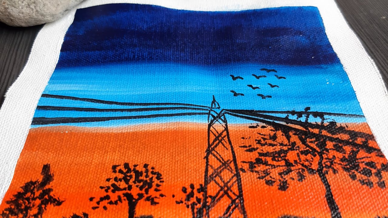 easy nature drawing #eveningtime #diy #ytshort @tuli_creation - YouTube