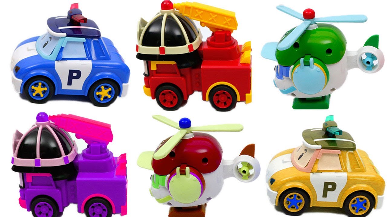 Learn Colors Robot train, Super Wings, Little bus Tayo, RoboCar poli ...