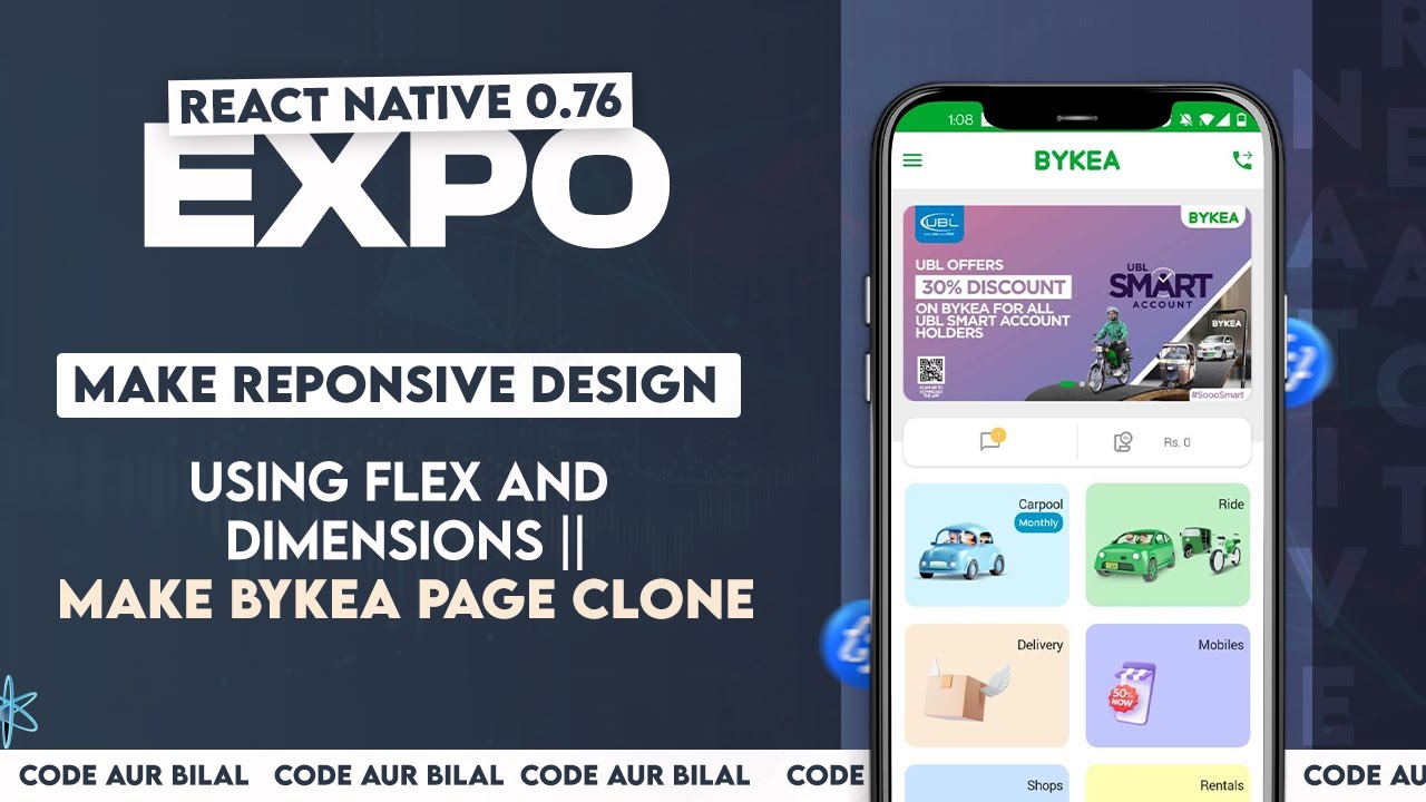 React Native Expo | Responsive Design with Flex & Dimensions | BYKEA Page Clone - YouTube