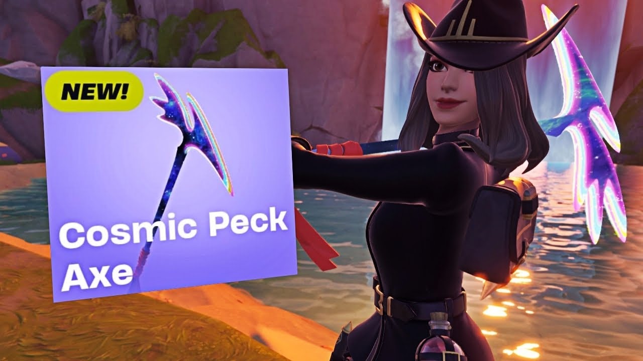 *New* COSMIC PECK AXE Pickaxe GamePlay In FORTNITE! - YouTube