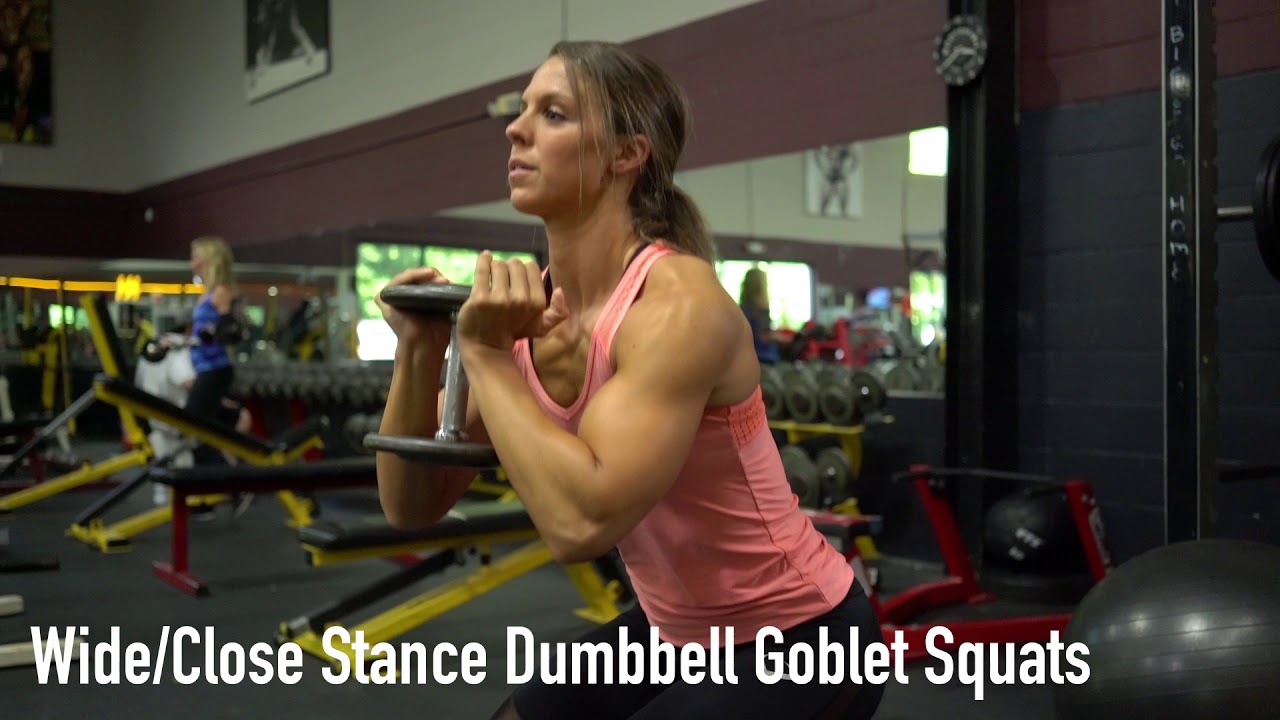 Wide:Close Stance Dumbbell Goblet Squats - YouTube