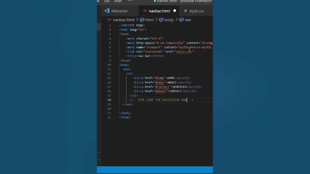 How to Make Simple Navigation Bar in HTML and CSS (Short tutorial) #short video #html #css - YouTube