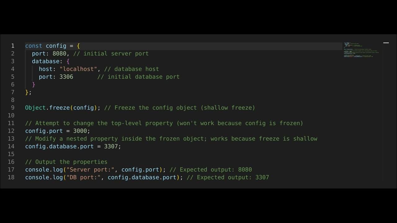 Javascript Interview Question: Freezing an object in javascript - YouTube