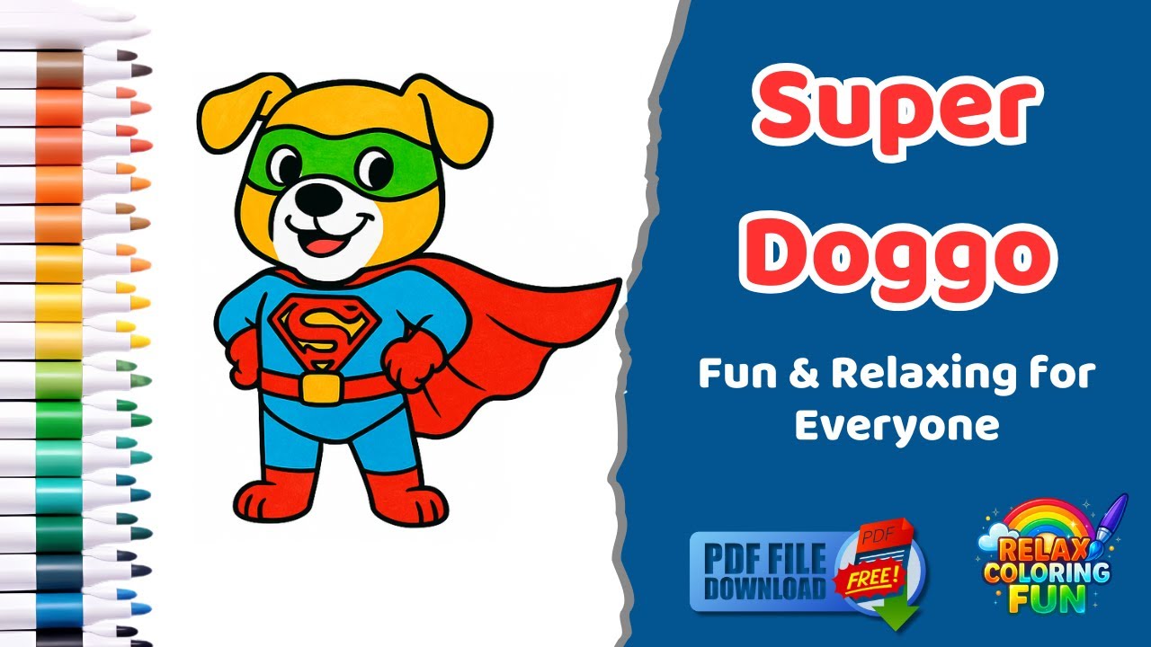 Coloring Super Doggo – 5 Minutes of Relaxation - YouTube