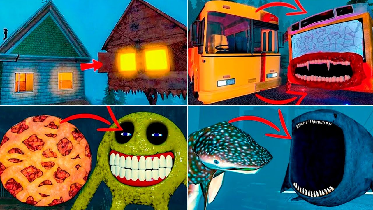 EVERYTHING TURNED INTO MONSTERS | HOUSE HEAD, BUS EATER, BLOOP, SMILEY ...